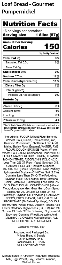 DELI, GOURMET PUMPERNICKEL, SL | M.C. Bread Distributor Co.